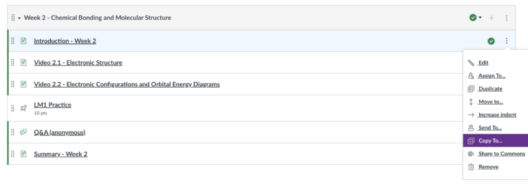 Copying Content Items and Modules Between Courses – Getting Started with Canvas